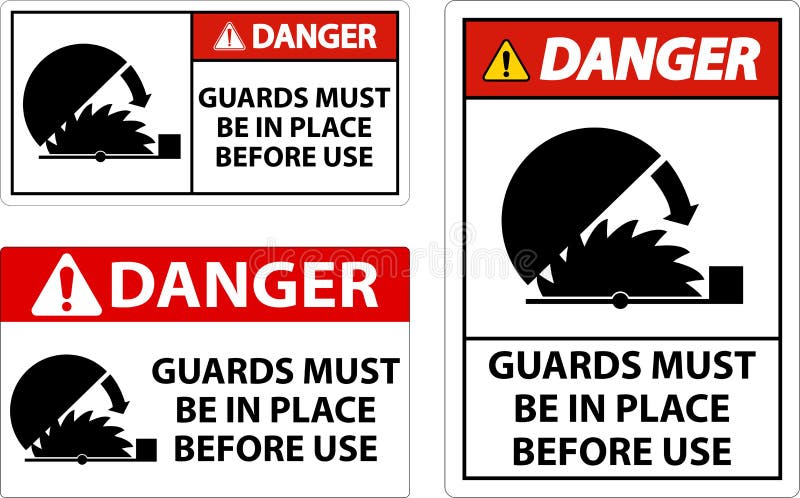 Danger Guards Must Be in Place Sign on White Background Stock Vector ...