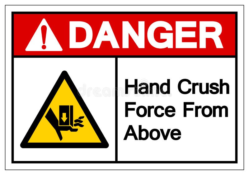 Danger Hand Crush Force from Right Do Not Remove Guard Symbol Sign ...