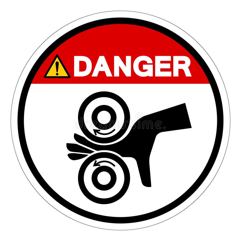 Danger Hand Crush Force from Above Do Not Remove Guard Symbol Sign ...