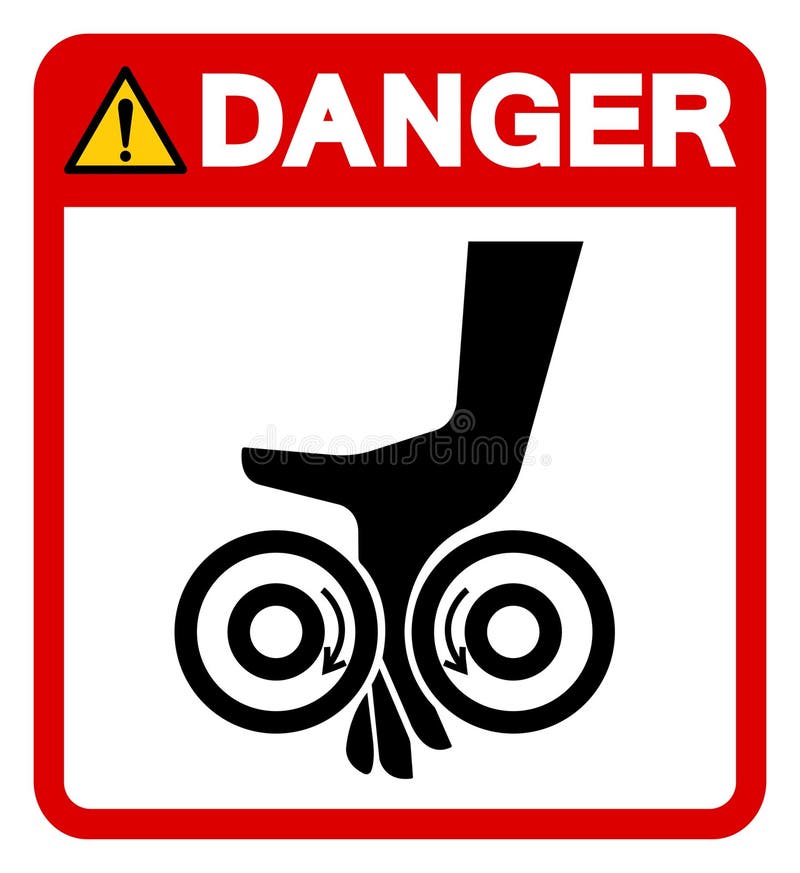 Danger Hand Entanglement Rollers Symbol Sign, Vector Illustration ...
