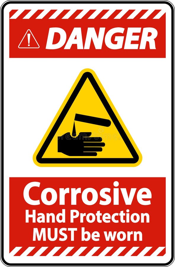 Danger Hand Protection Must Be Worn Sign on White Background Stock ...