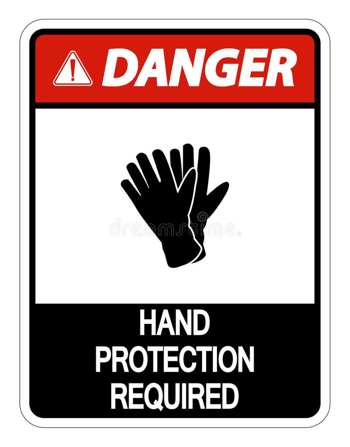 Symbol Danger Hand Protection Required Sign on White Background Stock ...