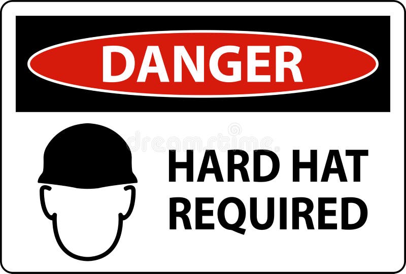 Danger Hard Hat Required Sign on White Background Stock Vector ...