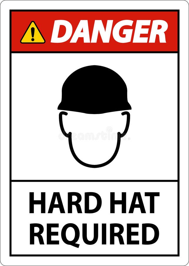 Danger Hard Hat Required Sign on White Background Stock Vector ...
