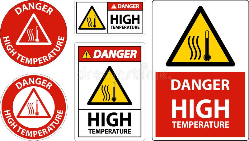 Danger High Temperature Symbol and Text Safety Sign Stock Vector ...