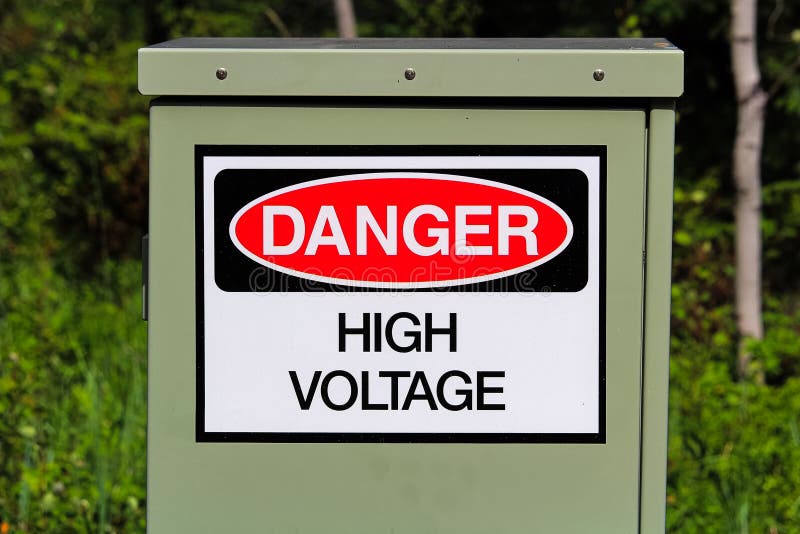 A Danger High Voltage Sign on an Electrical Box Stock Photo - Image of ...