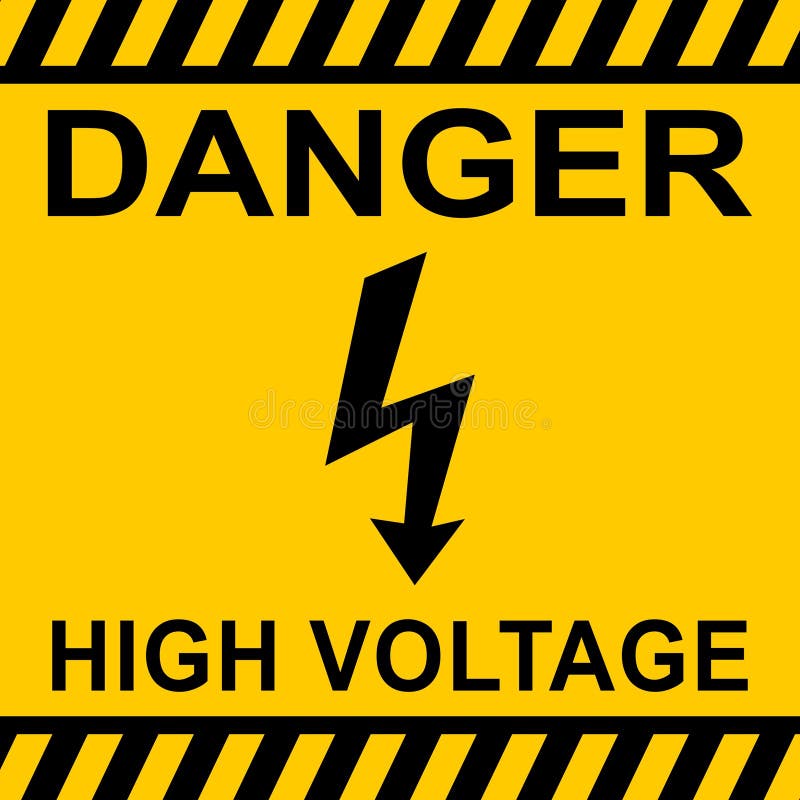 Danger High Voltage Warning Sign – Yellow Sticker with Lightning Bolt ...