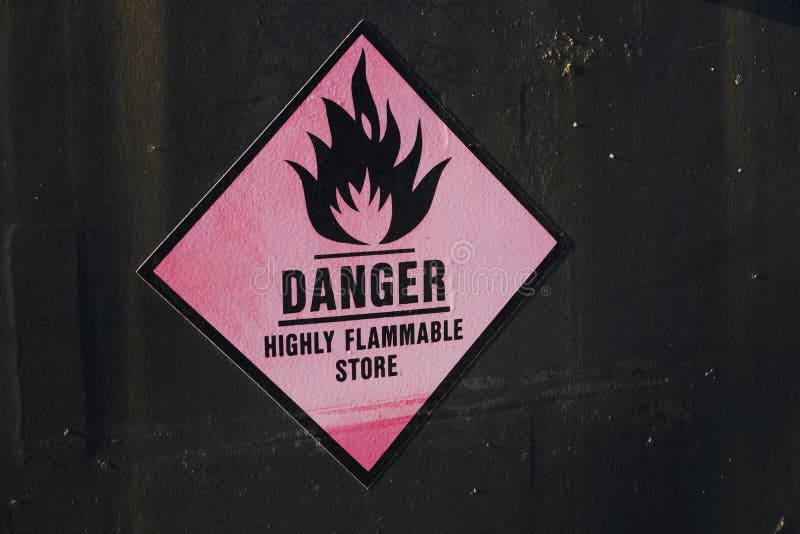 Danger Highly Flammable Store Sticker Label Sign Stock Image - Image of ...