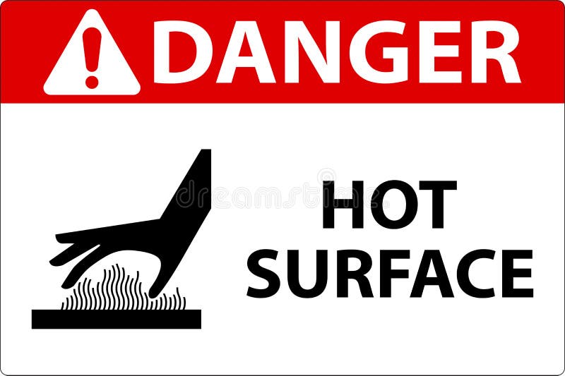 Danger Hot Surface Label Sign on White Background Stock Vector ...