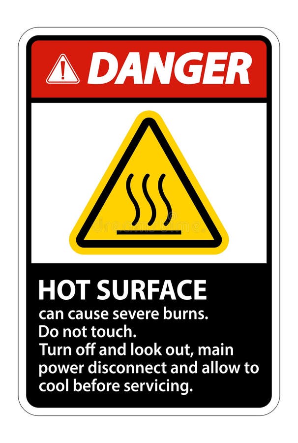 Danger Hot Surface Sign on White Background Stock Vector - Illustration ...