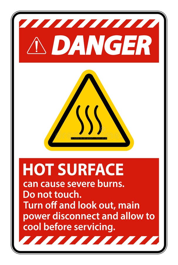 Danger Hot Surface Sign on White Background Stock Vector - Illustration ...
