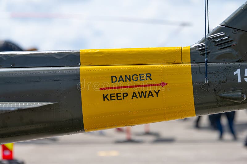 Danger Keep Away Markings on the Tail of a Helicopter.. Stock Photo ...