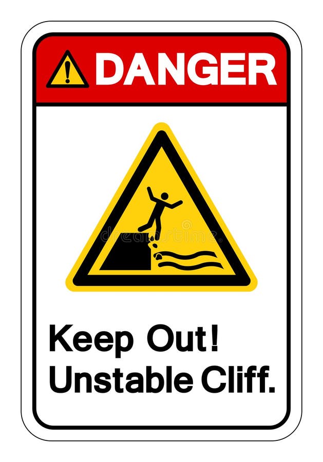 Danger Keep Out Unstable Cliff Symbol Sign, Vector Illustration ...