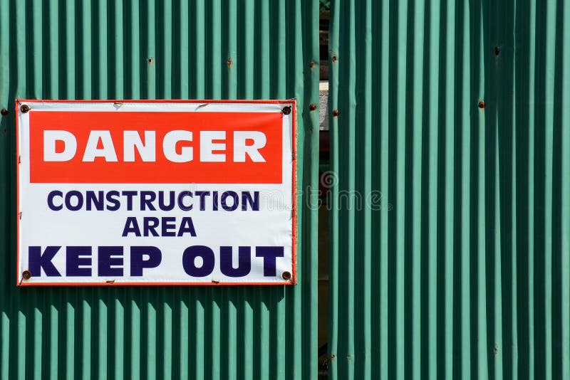 Danger Label at Construction Area. Stock Photo - Image of construction ...