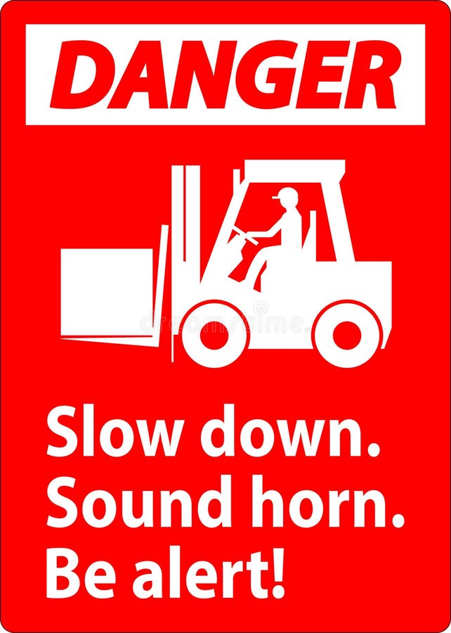 Danger Label Slow Down Sound Horn Be Alert Stock Vector - Illustration ...