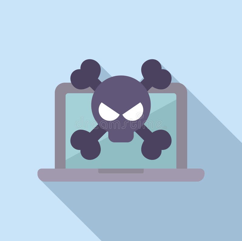 Danger Laptop Virus Icon Flat Vector. Digital Desktop Stock Vector ...