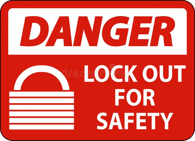 Danger Lock Out Label Sign on White Background Stock Vector ...