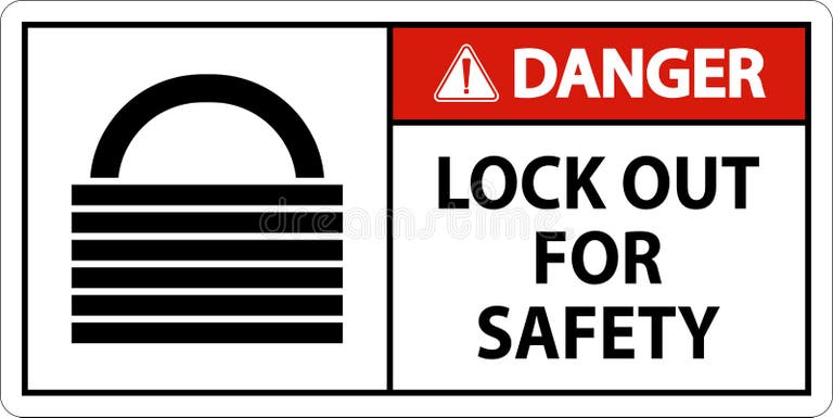 Danger Lock Out Label Sign on White Background Stock Vector ...