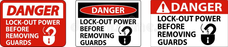 Danger Lock-Out Power Label on White Background Stock Vector ...