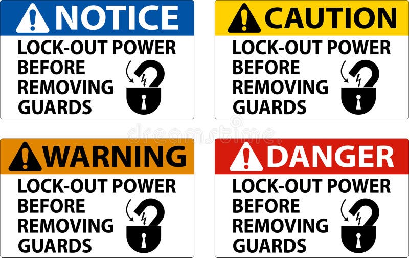 Danger Lock-Out Power Label on White Background Stock Vector ...