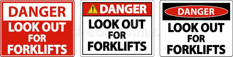 Danger Look Out for Forklifts Sign on White Background Stock Vector ...