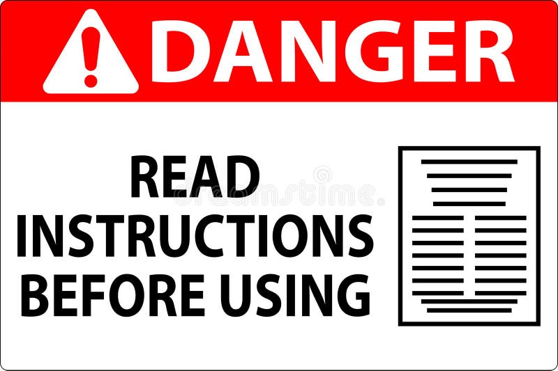 Danger Machine Sign Read Instructions before Using Stock Vector ...