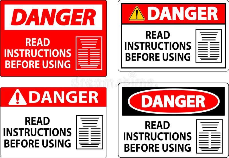 Danger Machine Sign Read Instructions before Using Stock Vector ...