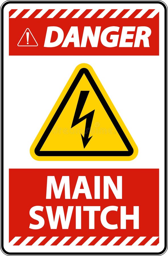 Danger Main Switch Sign on White Background Stock Vector - Illustration ...
