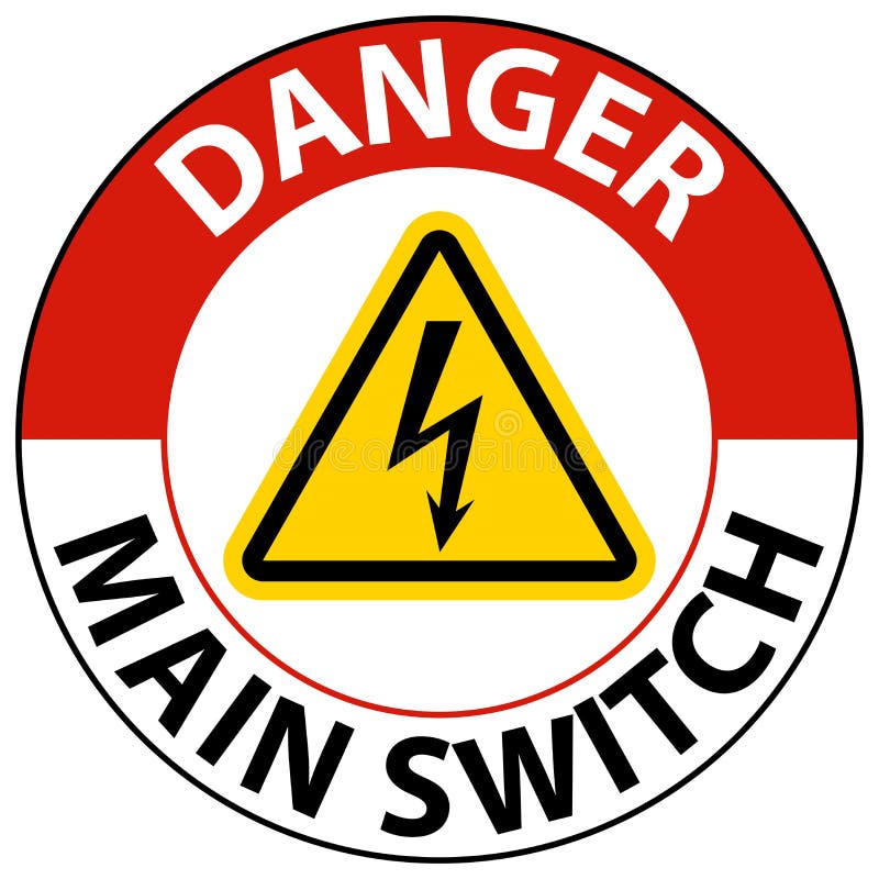 Danger Main Switch Sign on White Background Stock Vector - Illustration ...