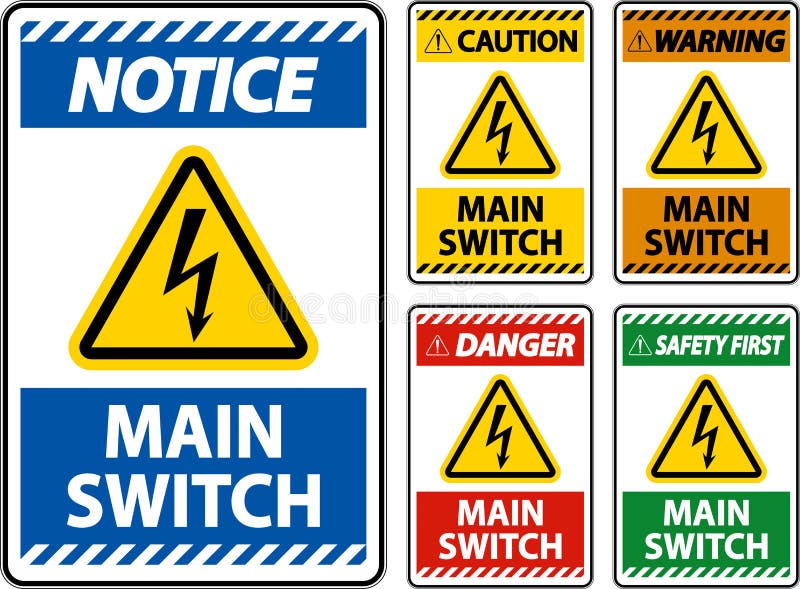 Danger Main Switch Sign on White Background Stock Vector - Illustration ...