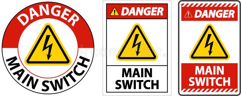 Danger Main Switch Sign on White Background Stock Vector - Illustration ...
