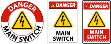 Danger Main Switch Sign on White Background Stock Vector - Illustration ...