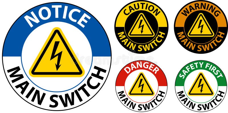 Danger Main Switch Sign on White Background Stock Vector - Illustration ...