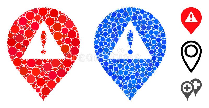 Danger Map Marker Mosaic Icon of Round Dots Stock Vector - Illustration ...