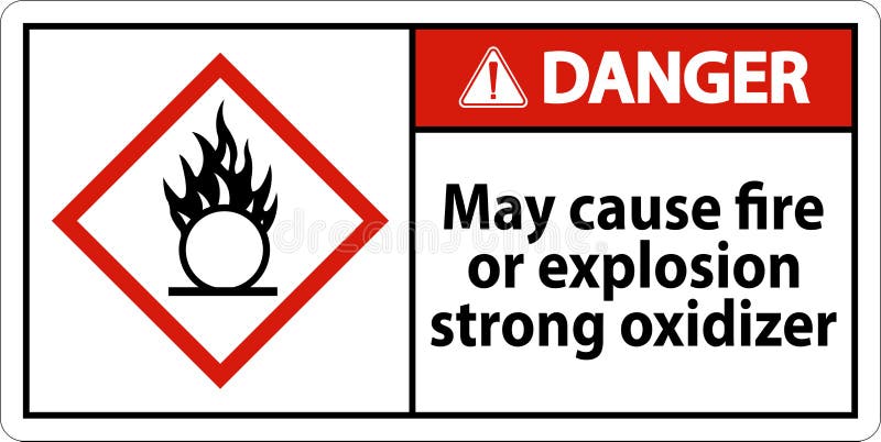 Danger May Cause Fire or Explosion Sign on White Background Stock ...