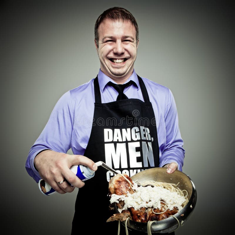 Danger, men cooking stock photo. Image of meal, adult - 21652744
