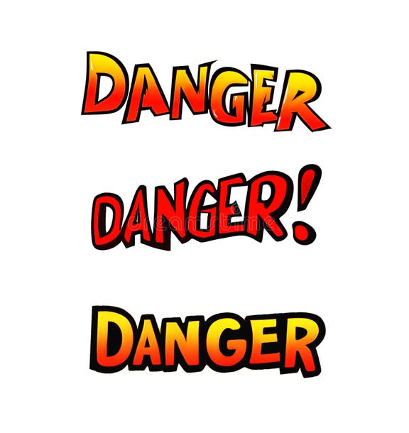 Danger! Notice Message Set at Cartoon Style. Stock Illustration ...