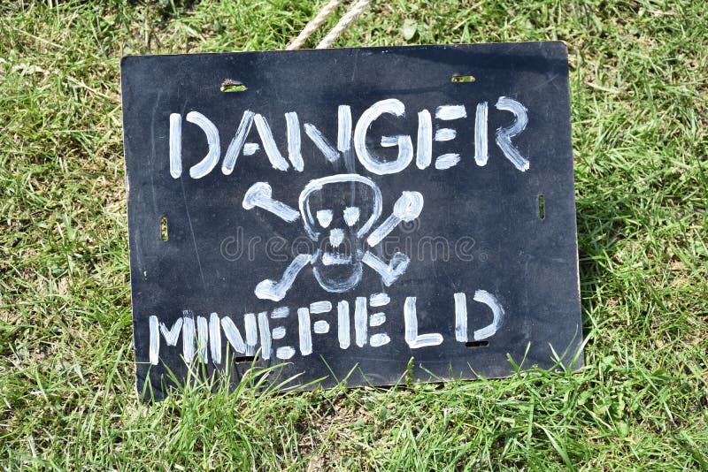 Danger Minefield, Sign with Skull Stock Image - Image of military ...