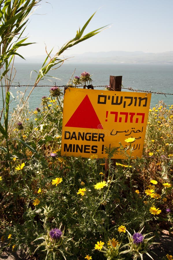 Danger Mines Warning Sign Closeup Stock Photo - Image of beware ...