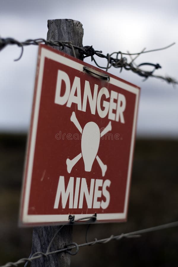 Danger Mines Warning Sign Closeup Stock Photo - Image of beware ...