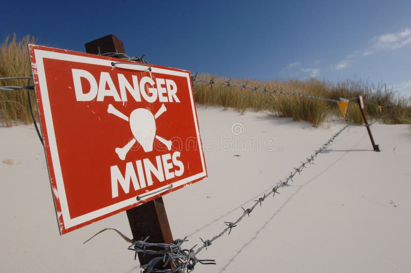 Danger Mines Warning Sign Closeup Stock Photo - Image of beware ...