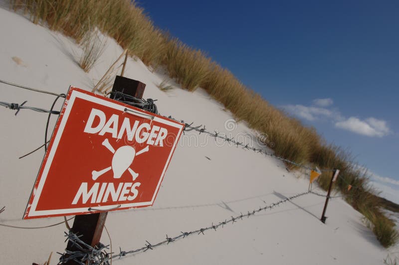 Minefield Sign in the Falkland Islands Stock Photo - Image of islas ...