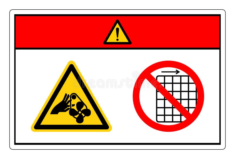 Danger Moving Belt and Fan Keep Away Do Not Remove Guard Symbol Sign ...