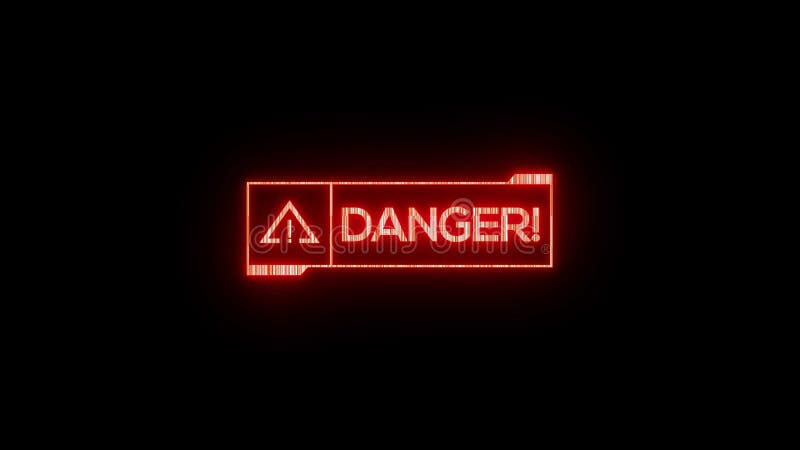Danger Neon Effect Icon Loop Animation Video Transparent Background ...