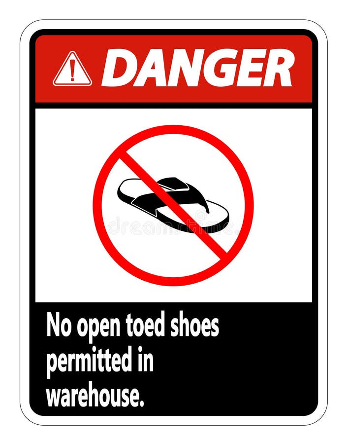 Symbol Danger No Open Toed Shoes Sign on White Background Stock Vector ...