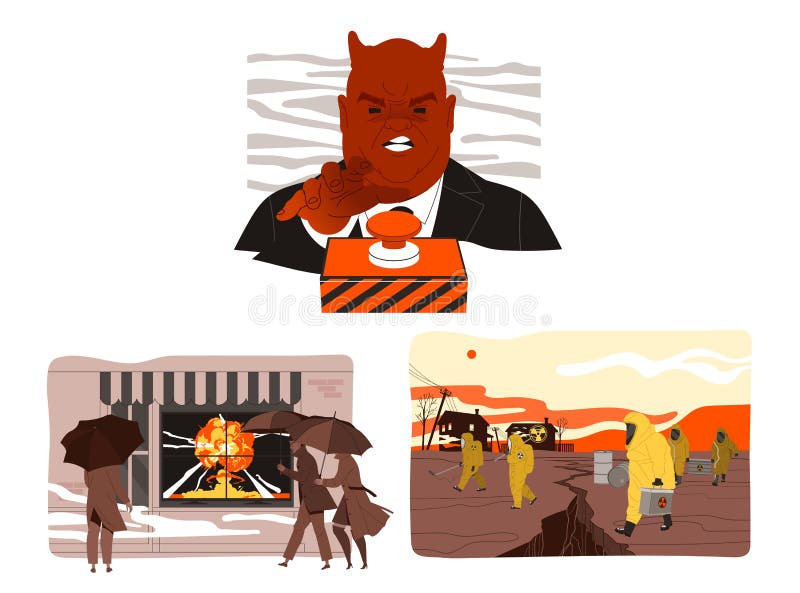 Danger of Nuclear Catastrophe with Evil Man Pressing Red Button and ...