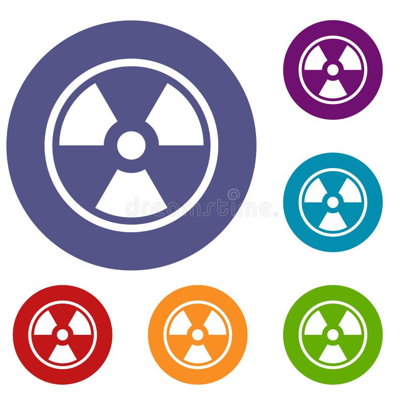 Nuclear Icons Isolated on White Background. Radiation Hazard Warning ...