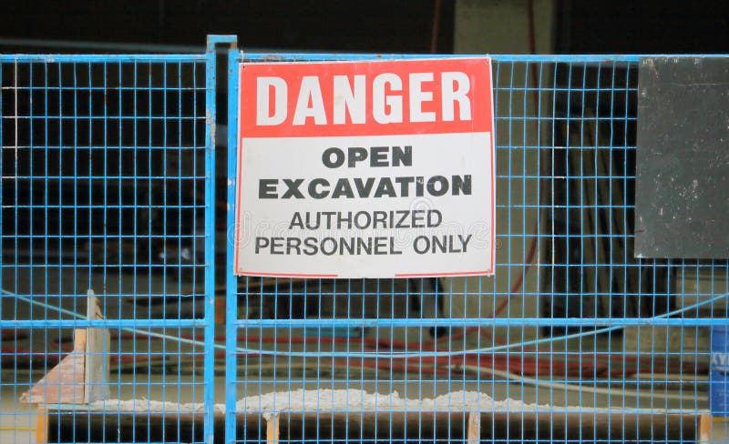 Danger Open Excavation stock photo. Image of warning - 94257564