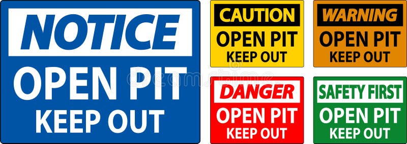 Danger Open Pit Sign Open Pit Keep Out Stock Vector - Illustration of ...