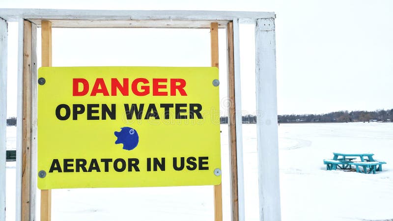Danger Open Water Aerator in Use Editorial Photography - Image of sign ...